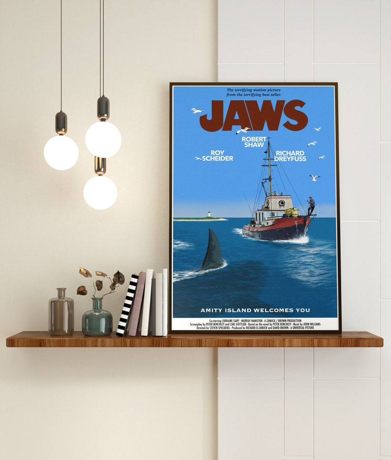 Jaws Movie Poster: Steven Spielberg Film, Retro Wall Art Print - Etsy