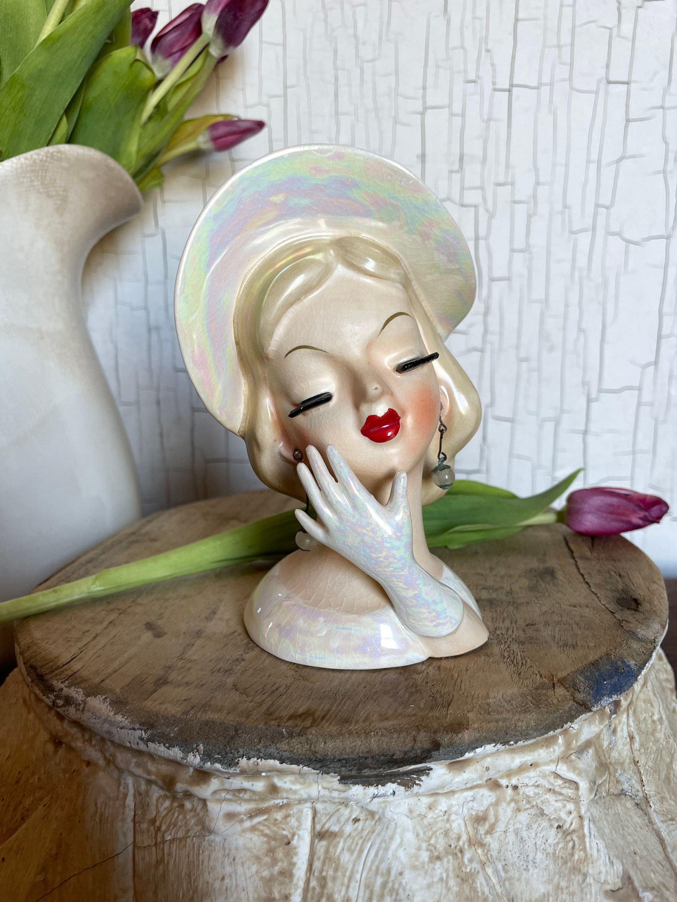 Lefton Lady Head Vases