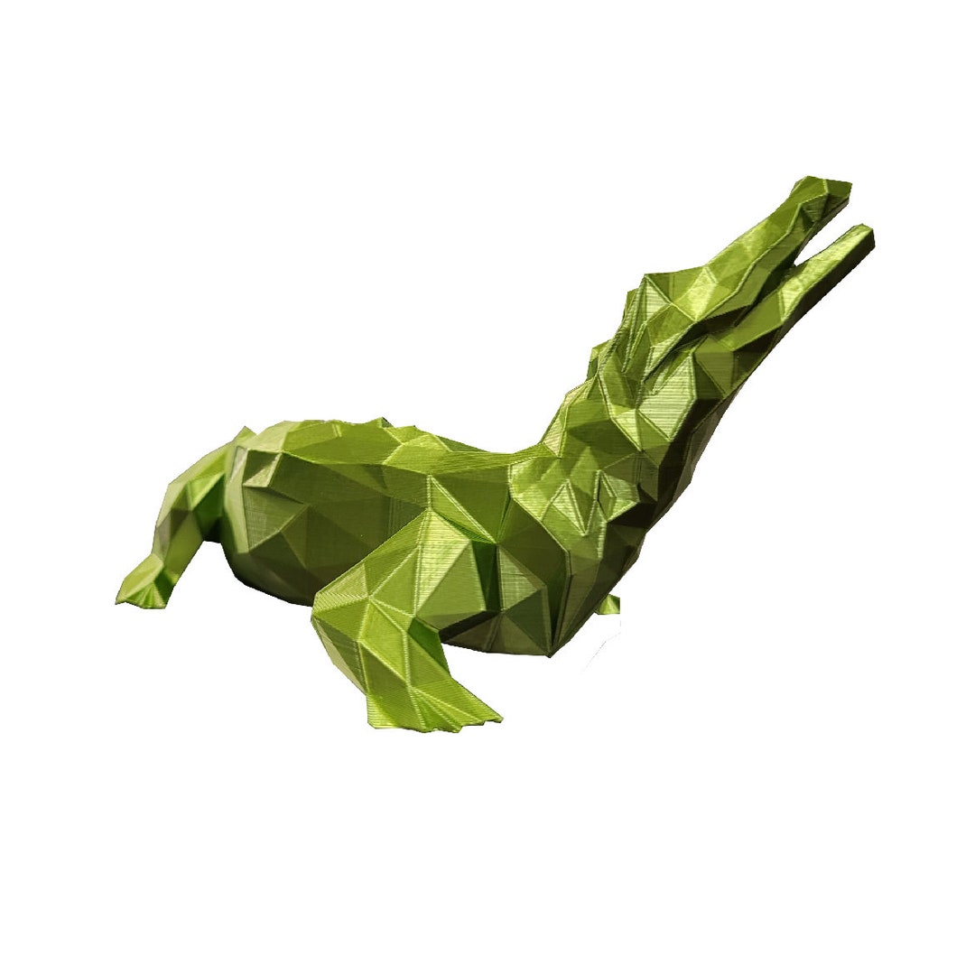 VECTOR: 3D Printed Low Poly Green Alligator Figure, Polygonal Crocodile ...