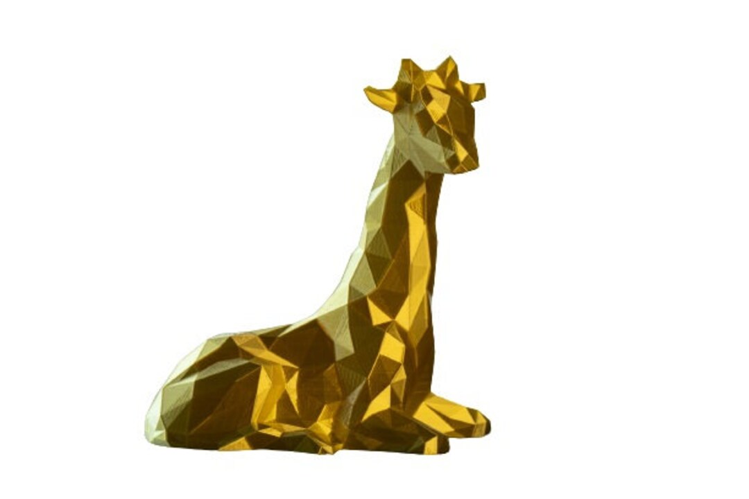 EVA:3D Printed Low Poly Giraffe Figurine, Polygonal Figure, Gold ...