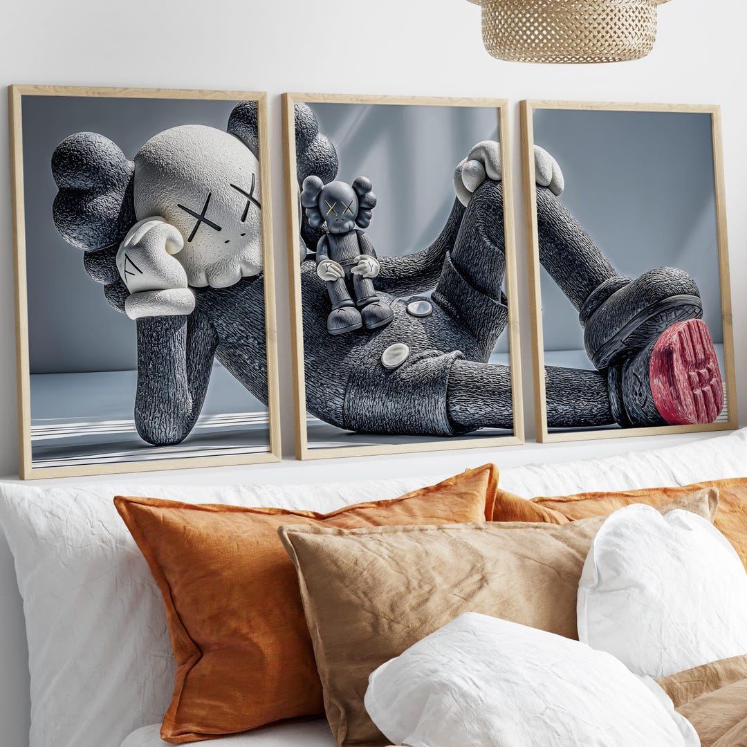 Set of 3 KAWS Wall Art Prints, Digital Download, HYPEBEAST Decor, Kaws ...