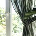 White and Green Cotton Staple Curtains, Two-tone Design Translucent ...