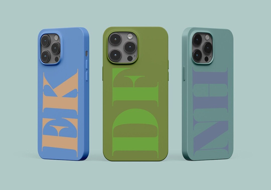 27 Color Personalized Initial iPhone 15 Case, Custom Monogram iPhone 14 ...