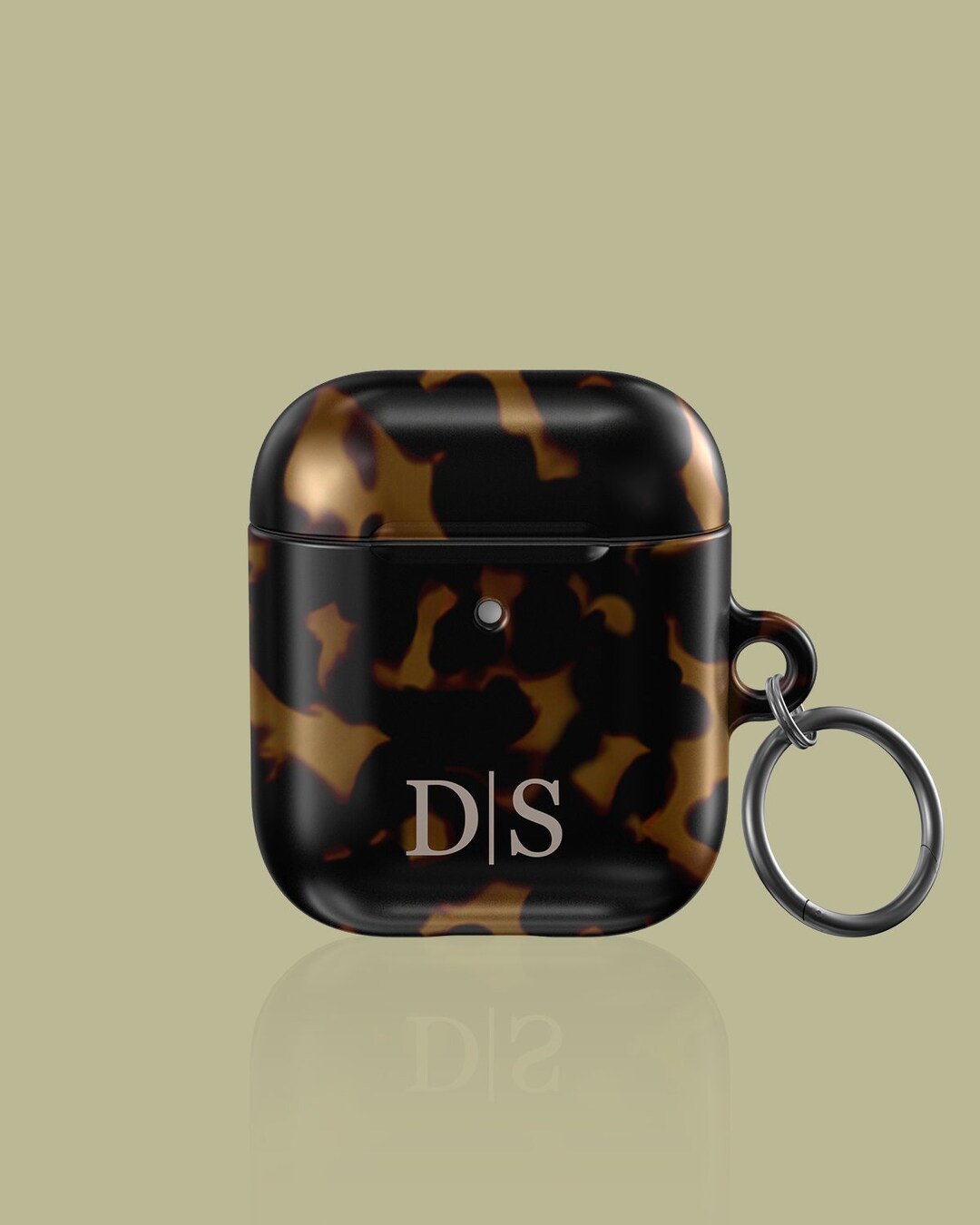 Personalised Tortoise Monogram Apple AirPod 1/2/3 Case With Carabiner ...
