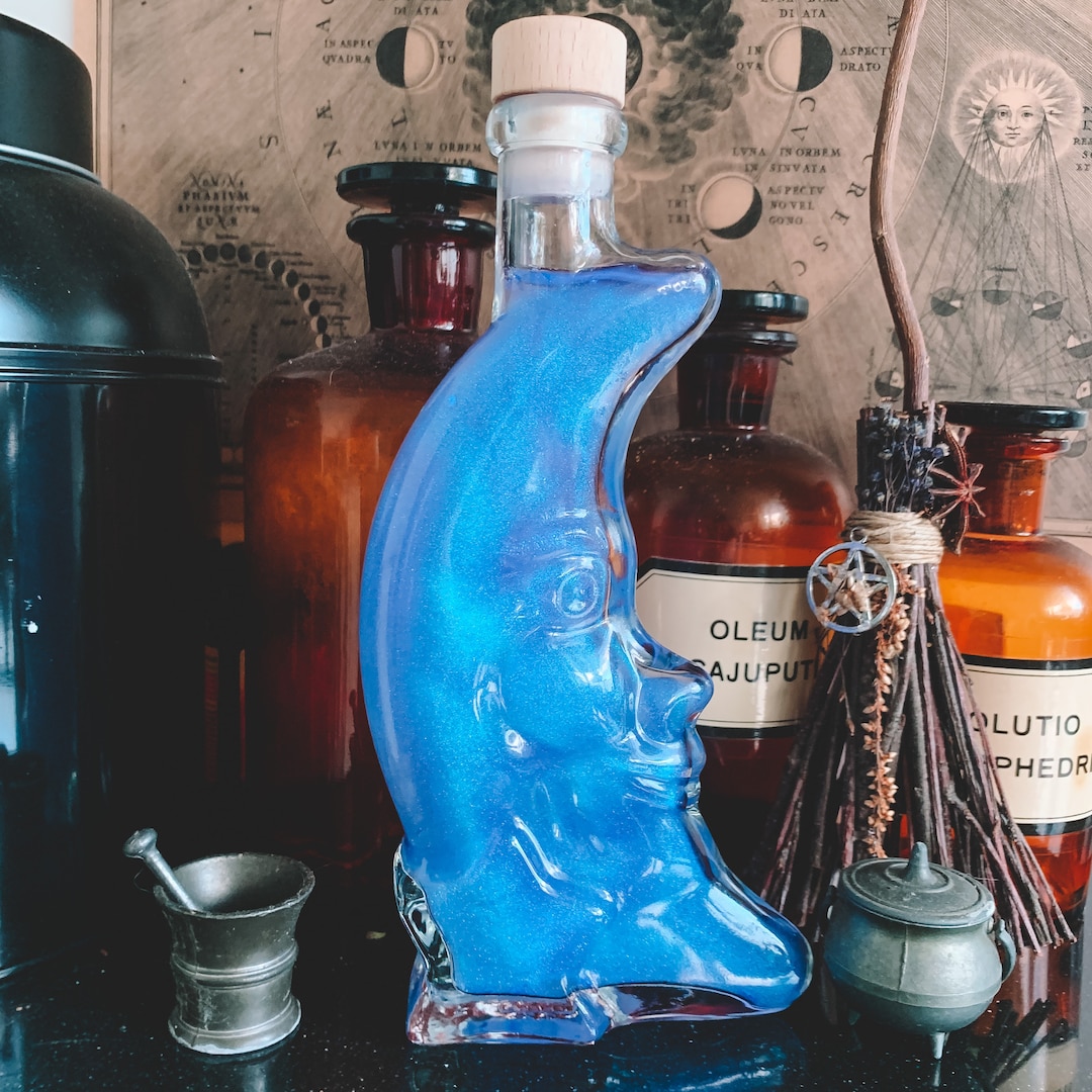 Crescent Moon Cherub Base Potion Bottle: Witch Altar Tool, Moonwater ...