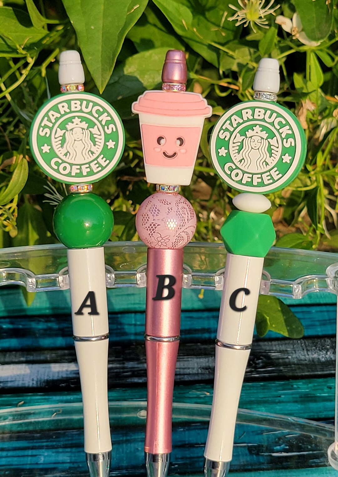 Pens / Coffee Starbucks Inspired Pens / Beaded Pens / Ballpoint Pens ...