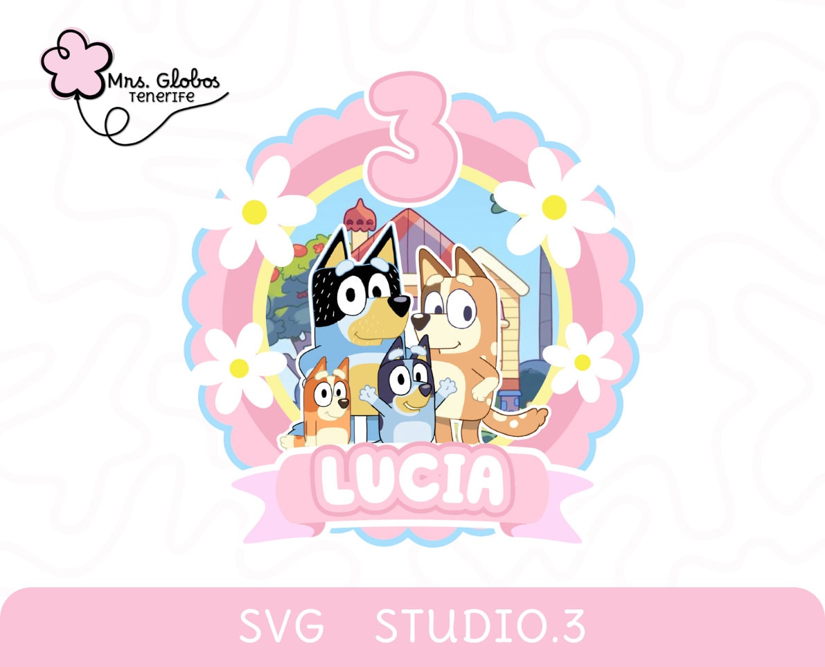 Cake topper Bluey para niña en capas SVG, STUDIO.3, fiesta de bluey ...