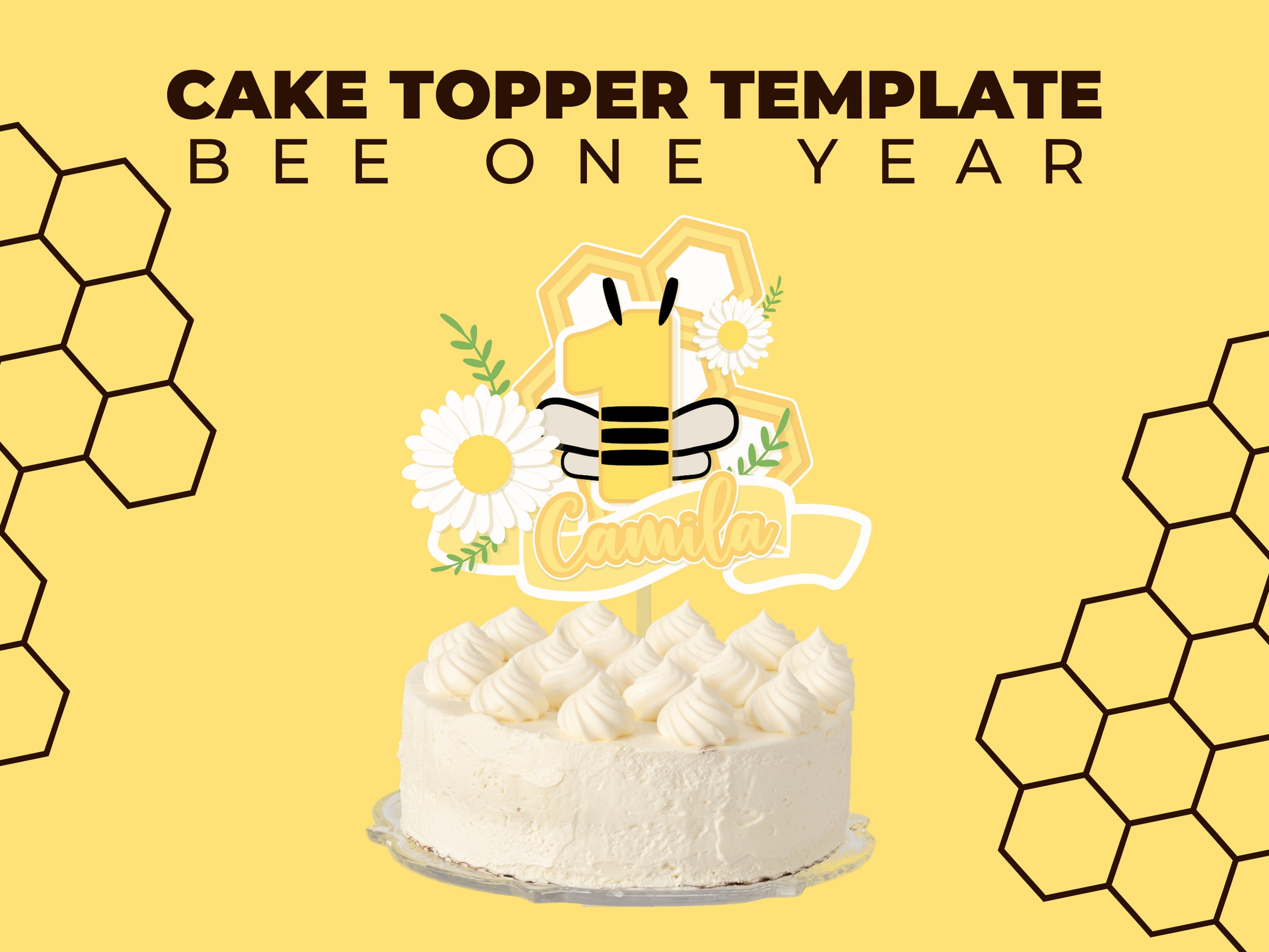 Bee Cake Topper SVG One Year Topper SVG Bee Topper-layered Cake Topper ...