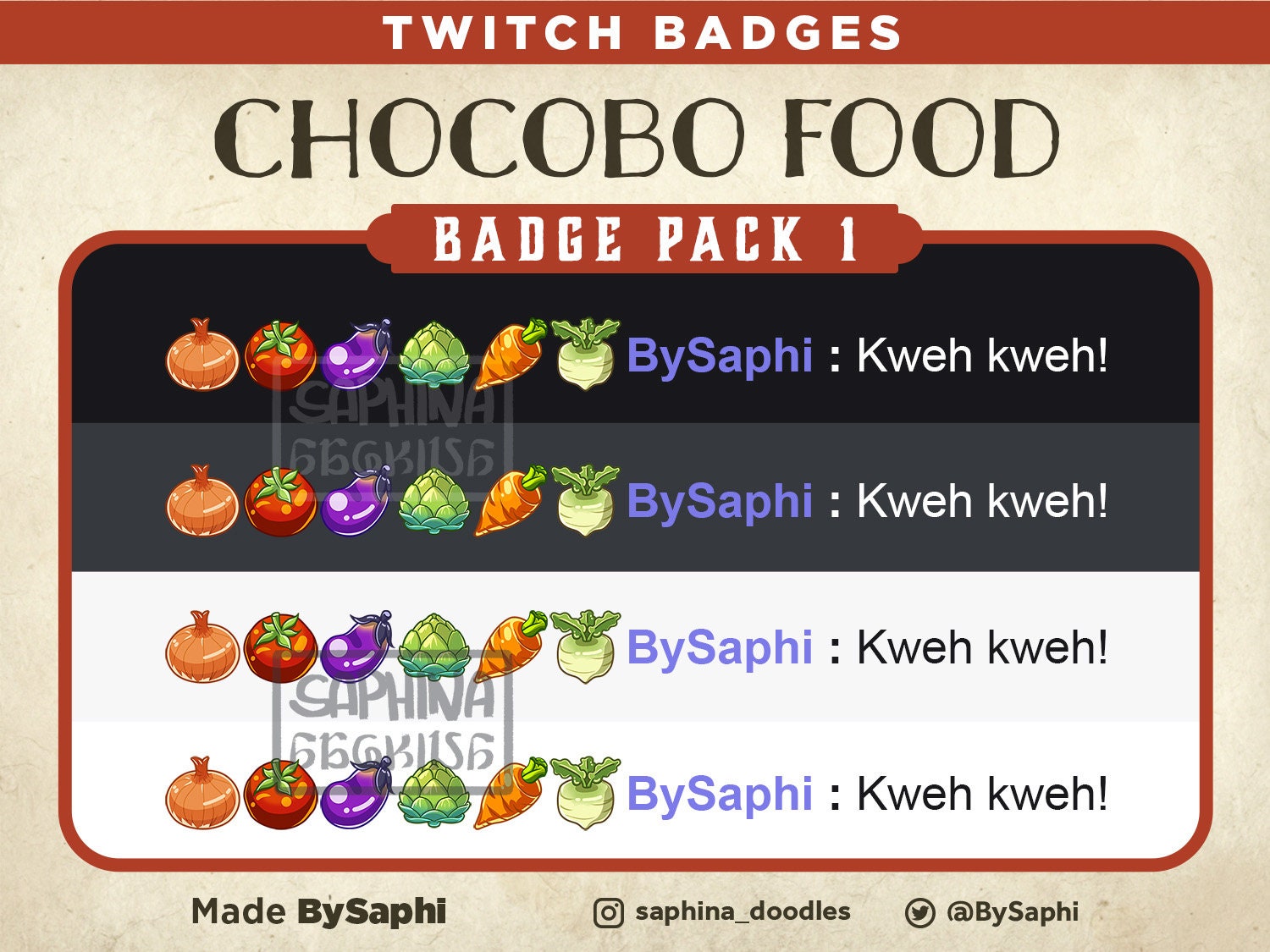 FFXIV Chocobo Food Sub/bit Badges | Twitch - Etsy