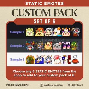 CUSTOM PACK Static Emote Pack Set of 6 | Pick 6 Emotes From the Shop ...