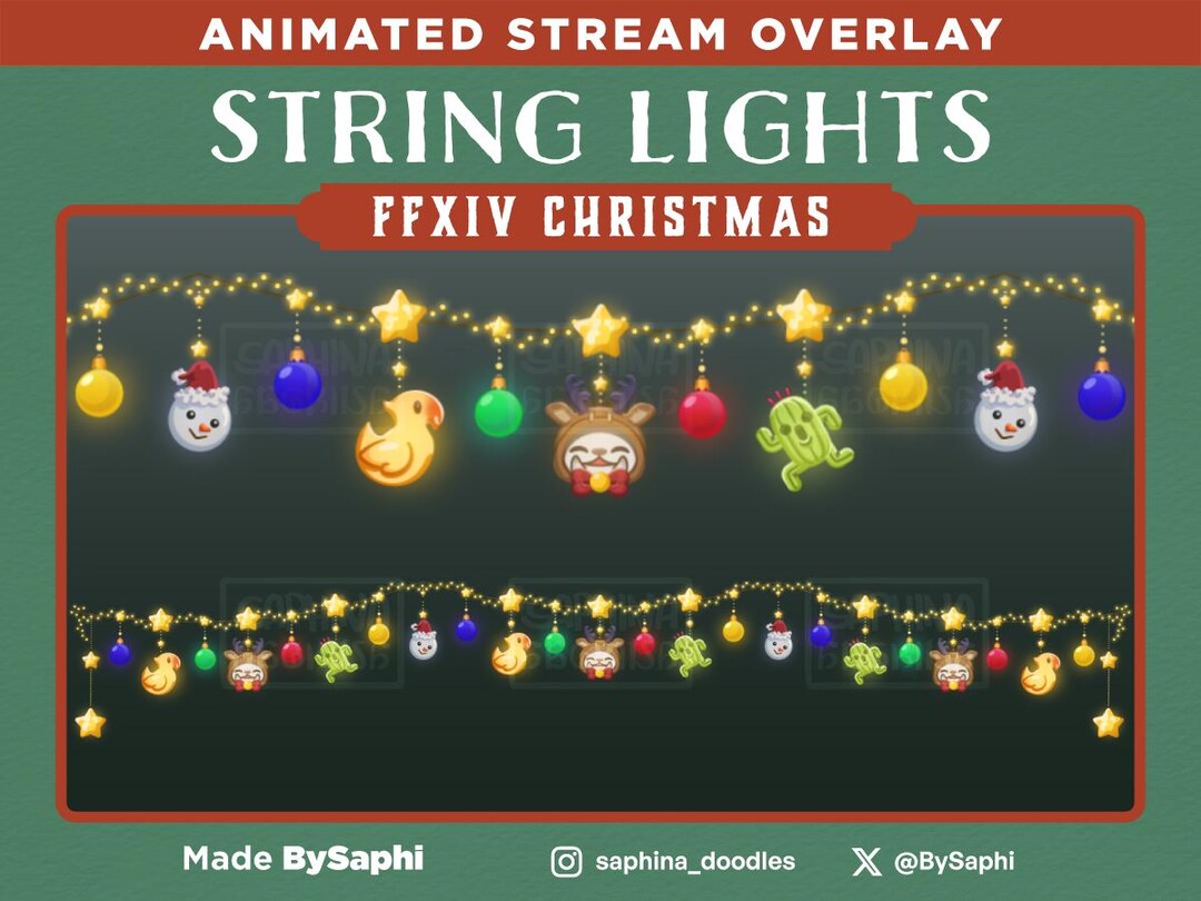 FFXIV Christmas String Lights Animated Twitch Stream Overlay - Etsy