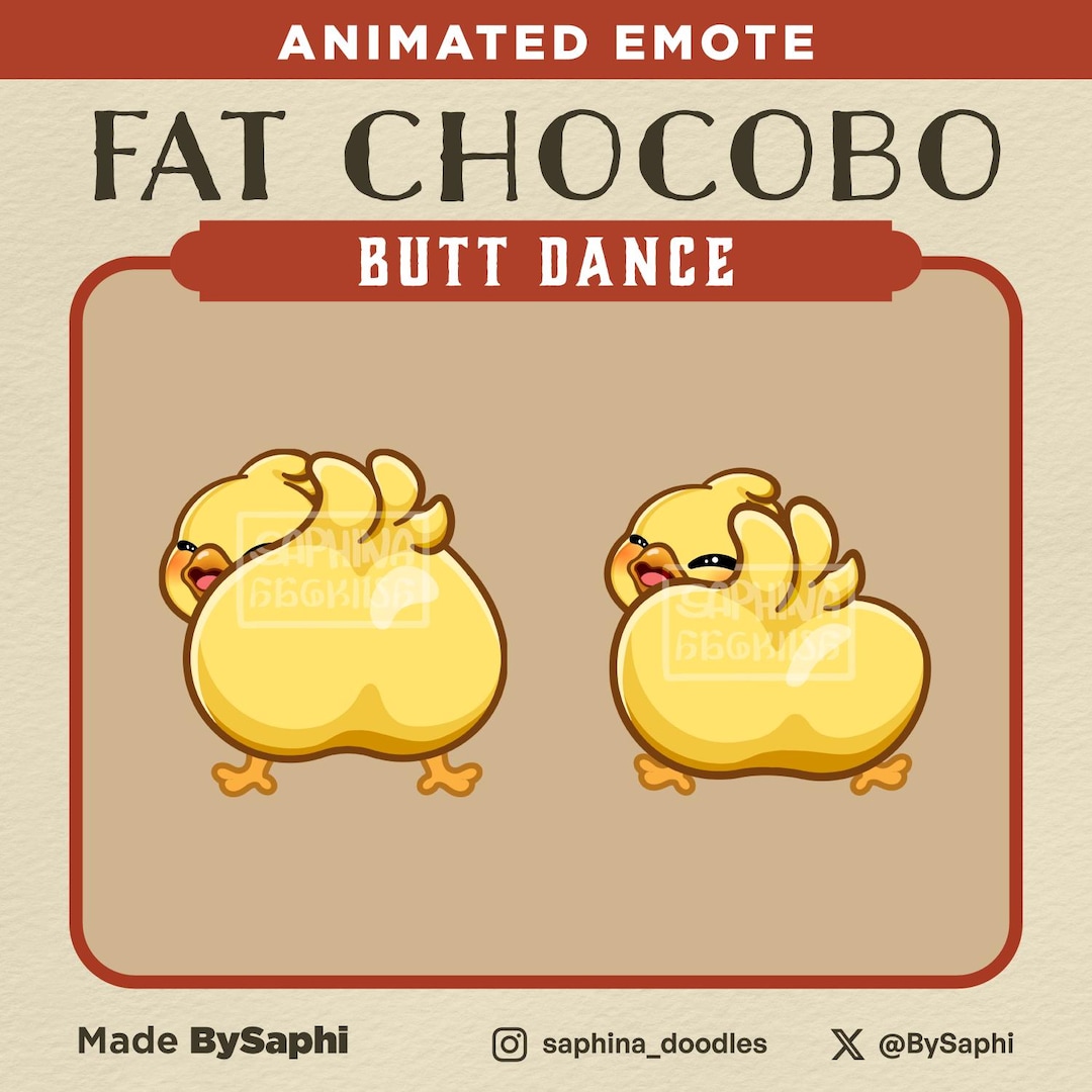 Final Fantasy Fat Chocobo Butt Dance Animated Emote | Twitch, Discord ...