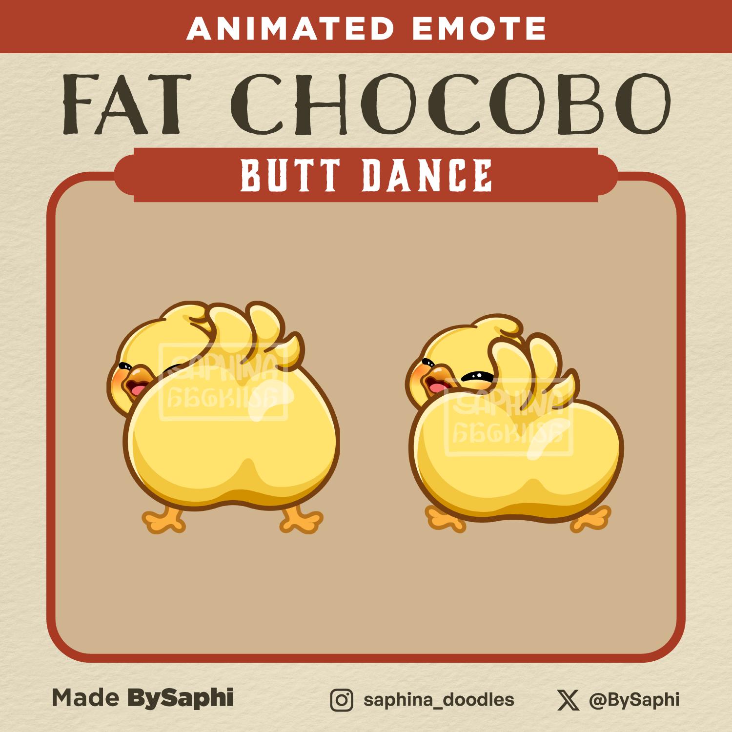 Final Fantasy Fat Chocobo Butt Dance Animated Emote | Twitch, Discord ...