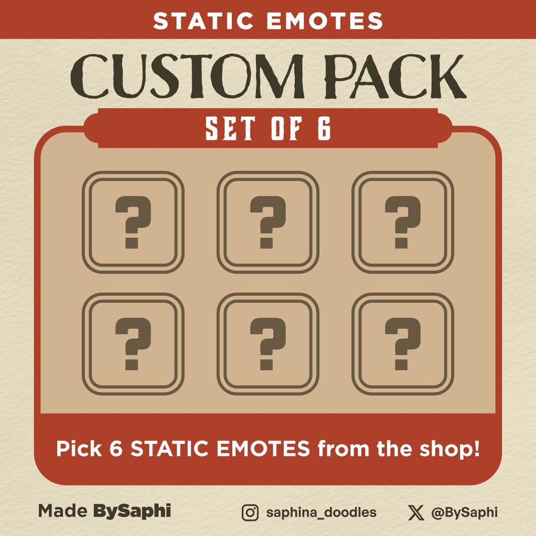 CUSTOM PACK Static Emote Pack Set of 6 | Pick 6 Emotes From the Shop ...
