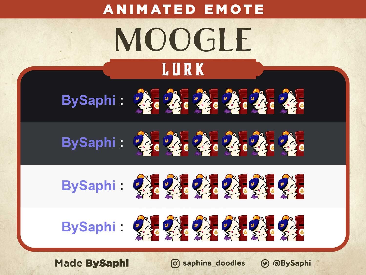 Final Fantasy Mail Moogle Lurk Animated Emote | Twitch, Discord, Etc ...