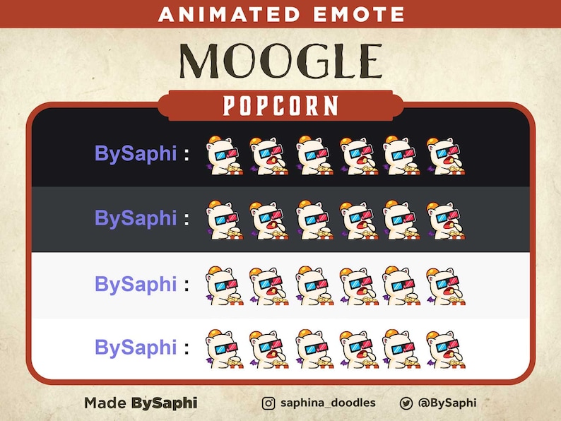 Final Fantasy Moogle Popcorn Animated Emote | Twitch, Discord, Etc. - Etsy