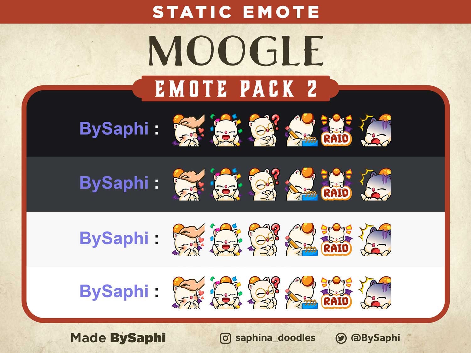 Final Fantasy Moogle Emote Pack 2 | Twitch, Discord, Etc. - Etsy