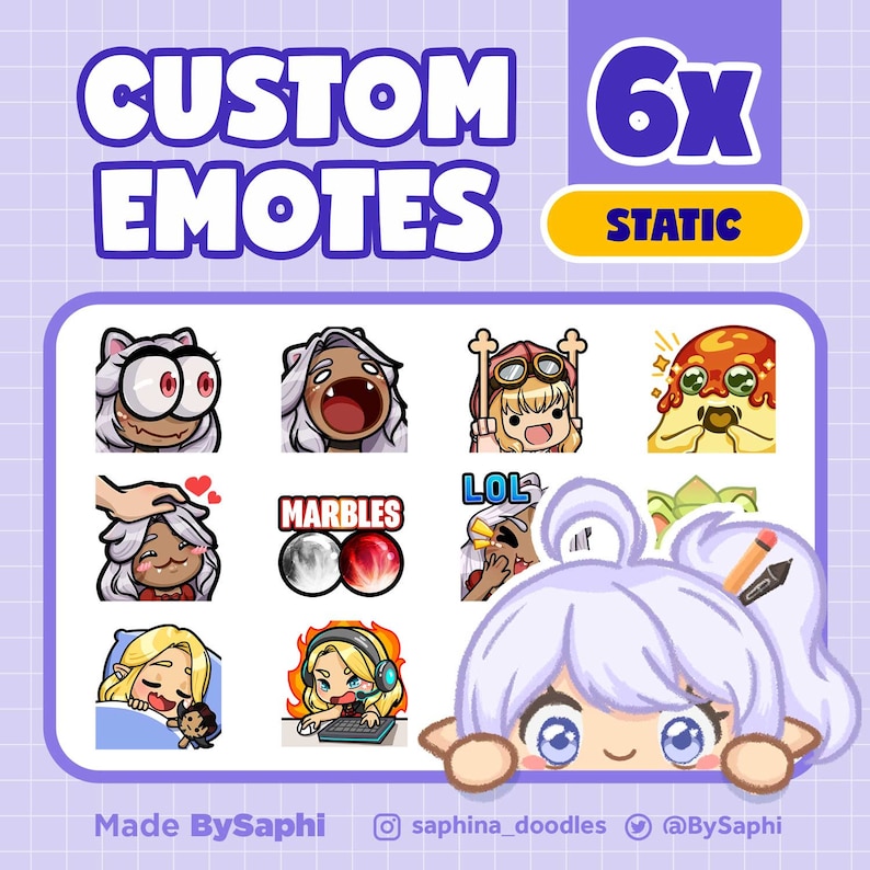 6x Custom Static Emotes | Twitch, Discord, Etc. | Chibi Style - Etsy