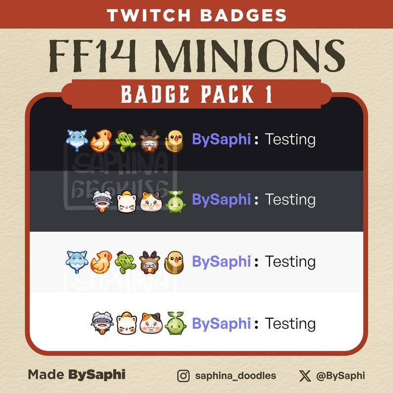 FFXIV Minions Sub Bit Badge Pack 1 | Twitch - Etsy