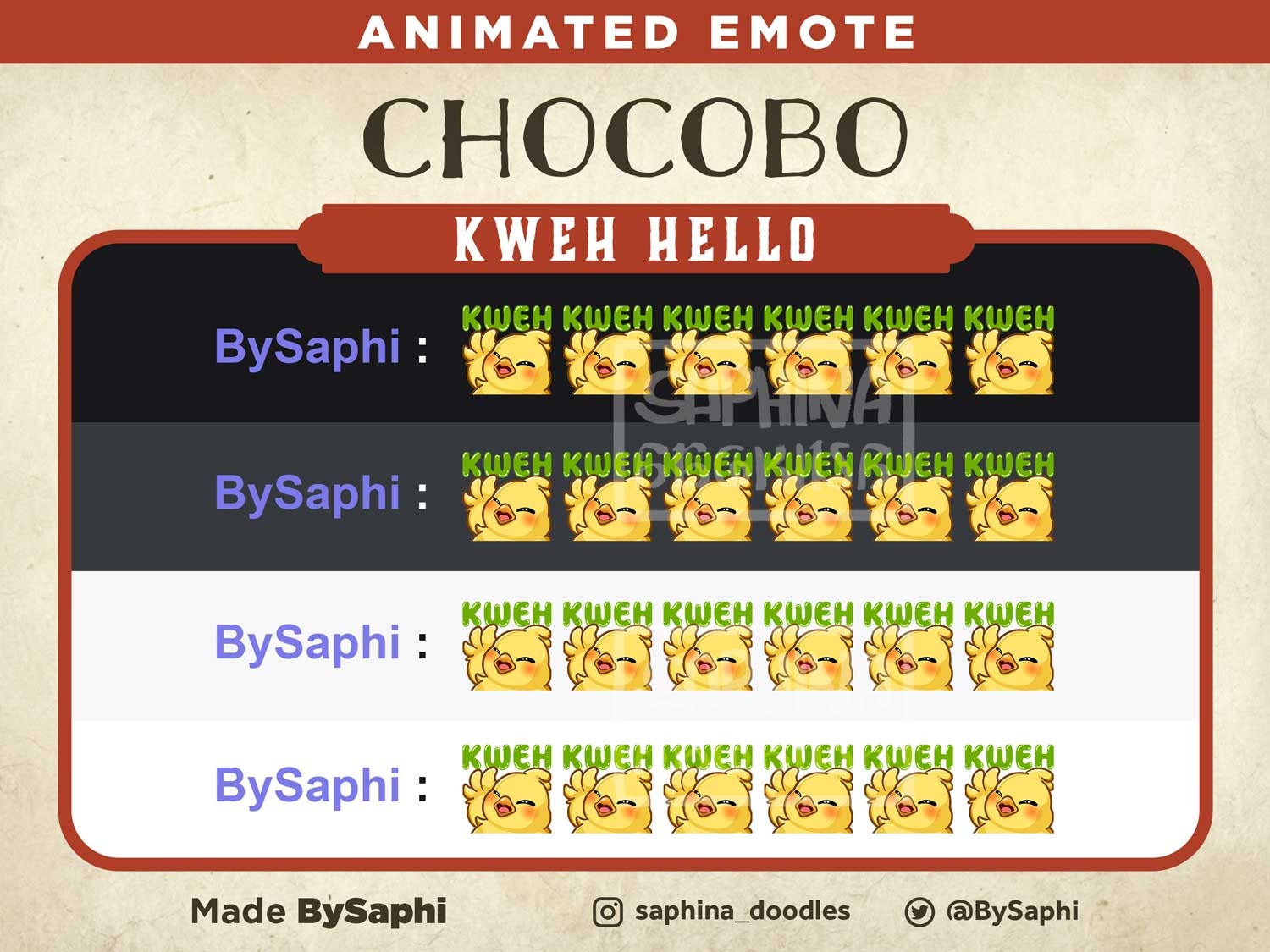 Final Fantasy Chocobo Kweh Hello Animated Emote | Twitch, Discord, Etc ...