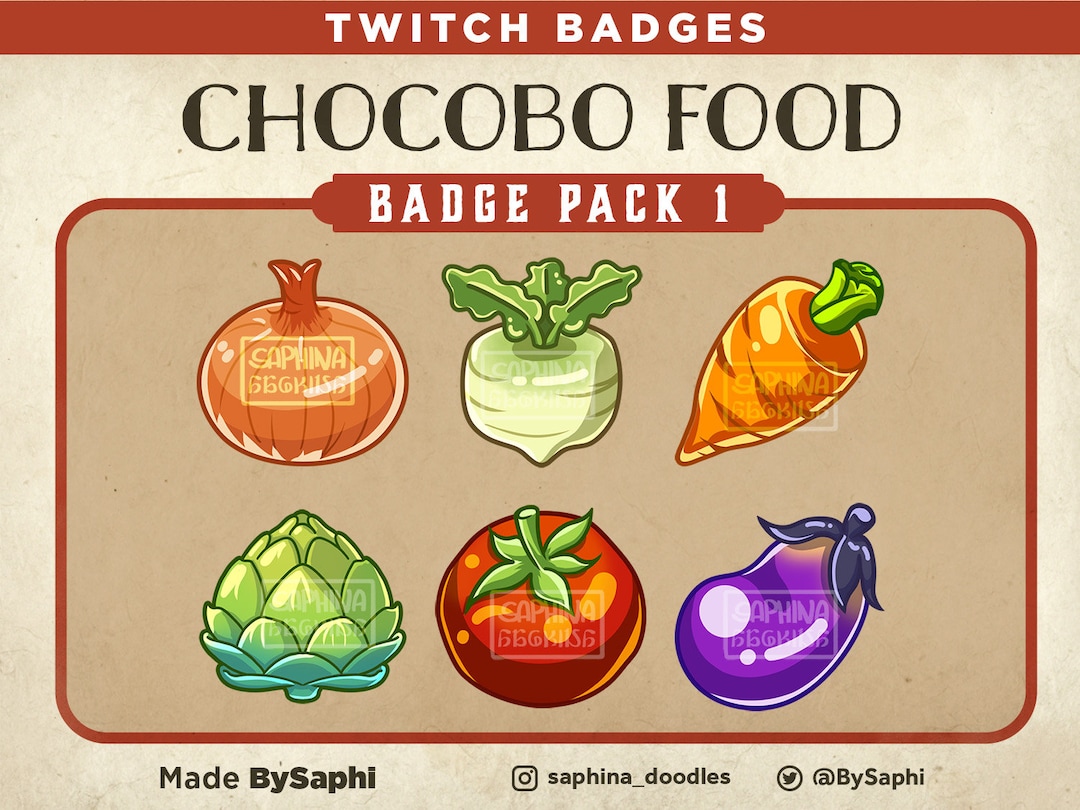 FFXIV Chocobo Food Sub/bit Badges | Twitch - Etsy