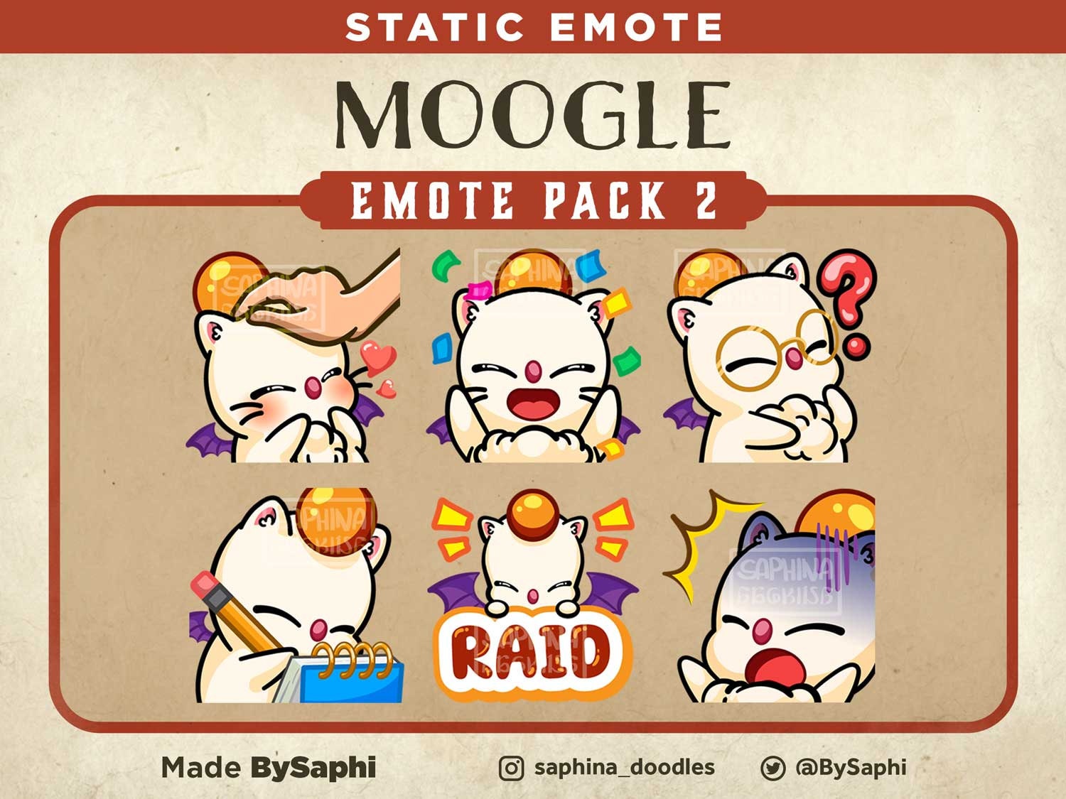 Final Fantasy Moogle Emote Pack 2 | Twitch, Discord, Etc. - Etsy