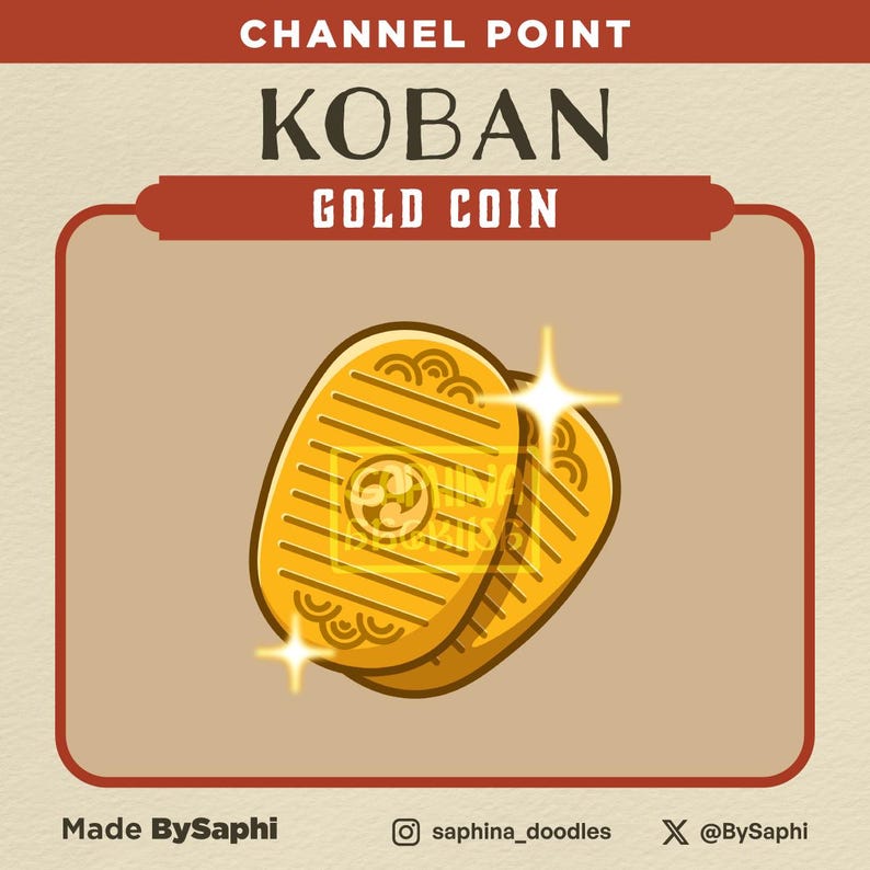 Koban Japanese Gold Coin Twitch Channel Point - Etsy