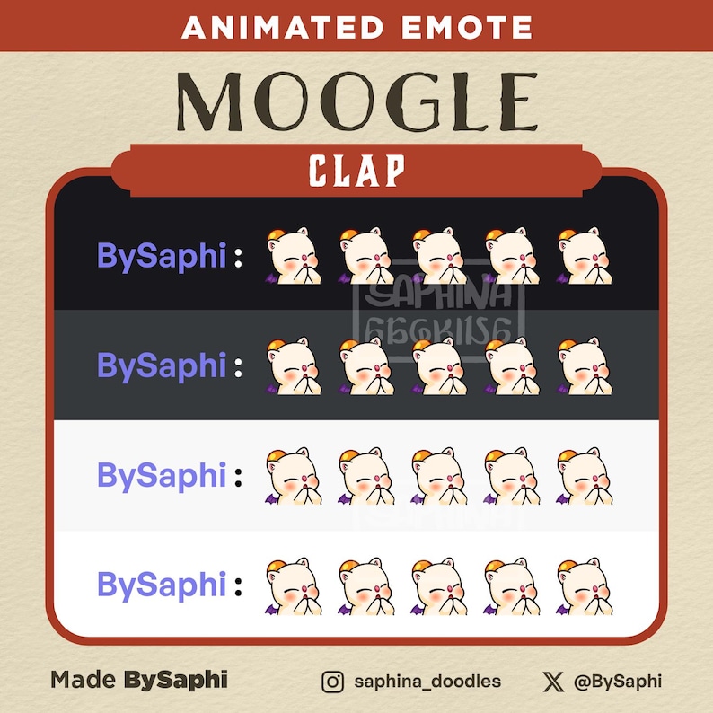 Final Fantasy Moogle Clap Animated Emote | Twitch, Discord, Etc. - Etsy