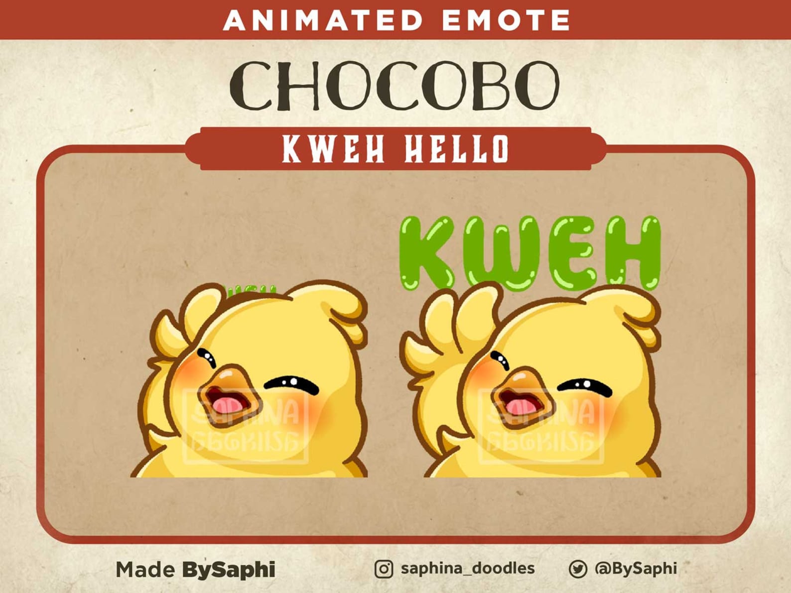 Final Fantasy Chocobo Kweh Hello Animated Emote | Twitch, Discord, Etc ...