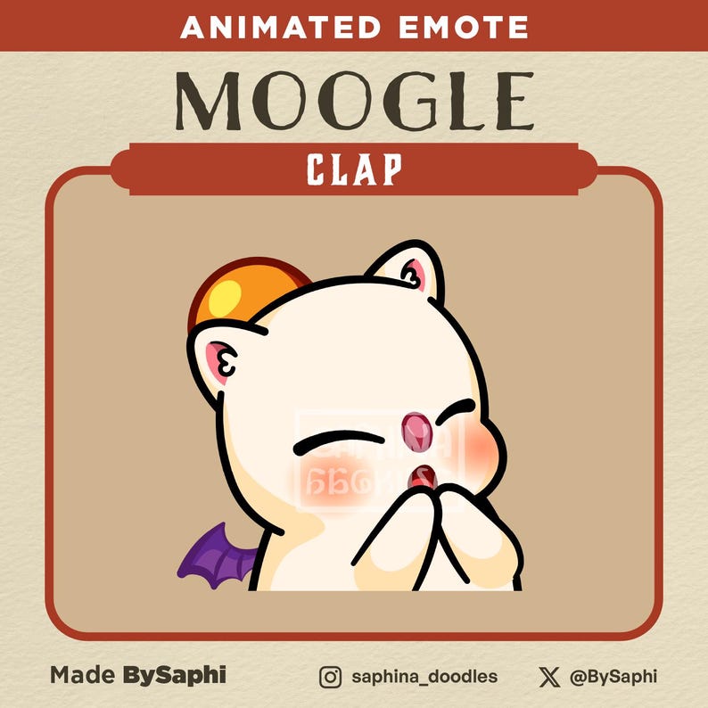 Final Fantasy Moogle Clap Animated Emote | Twitch, Discord, Etc. - Etsy