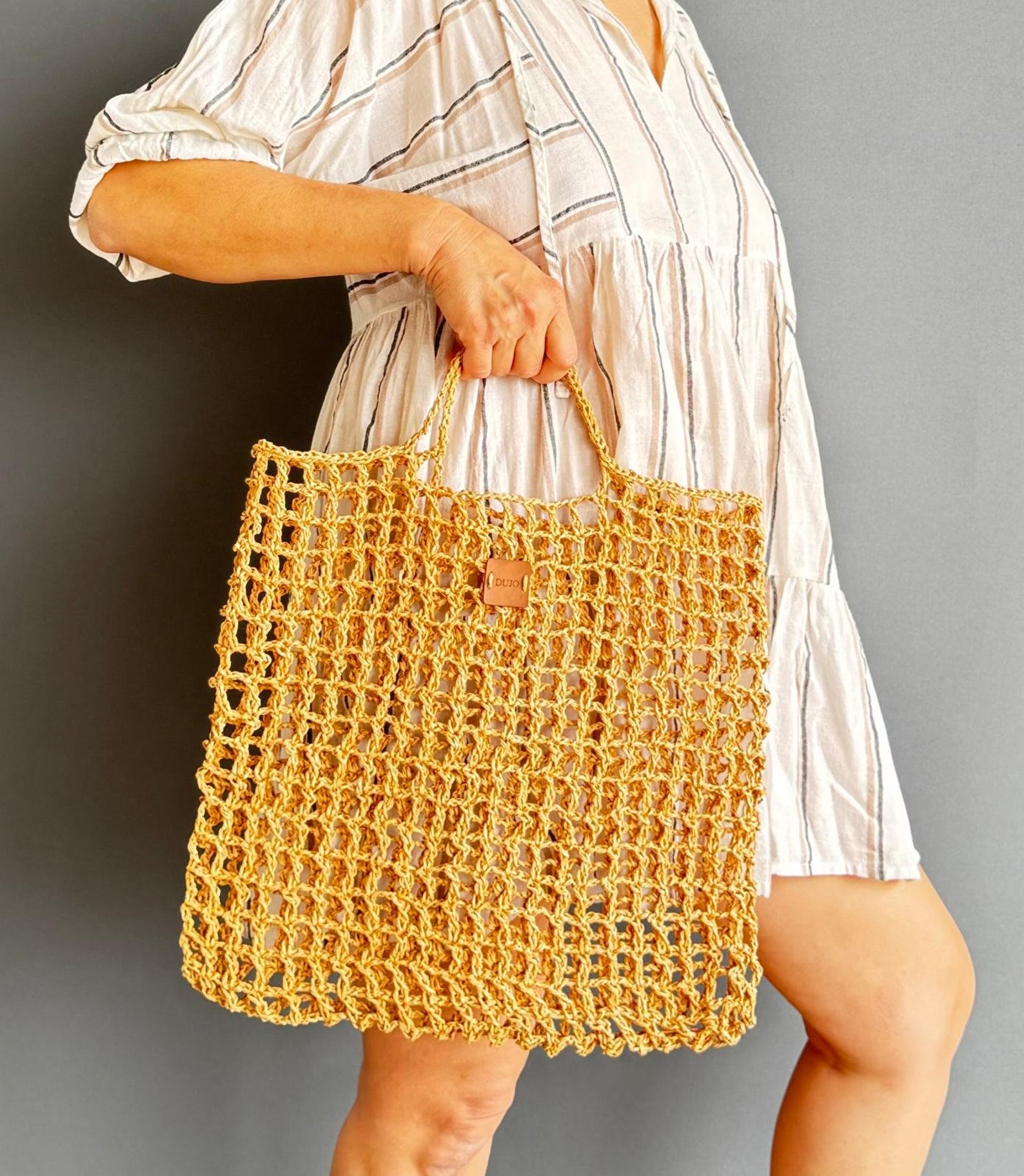 Crochet Fishnet Paper Yarn Tote Bag, Shopping Beach Summer . - Etsy