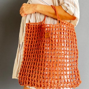 Crochet Fishnet Paper Yarn Tote Bag, Shopping . - Etsy