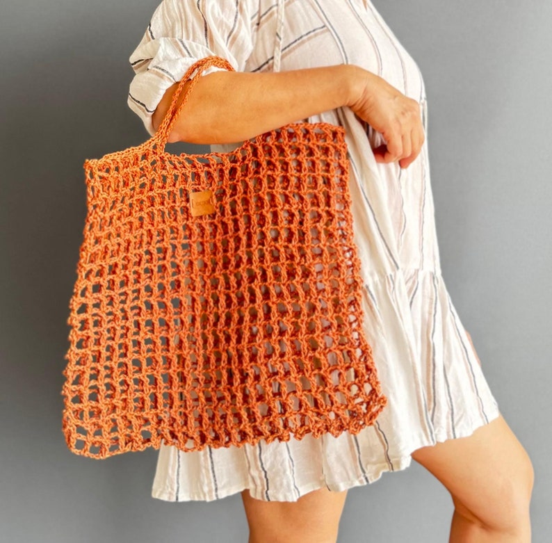 Crochet Fishnet Paper Yarn Tote Bag, Shopping . - Etsy