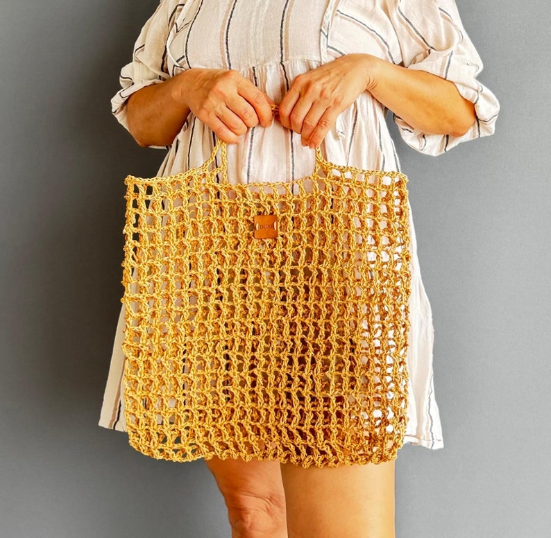 Crochet Fishnet Paper Yarn Tote Bag, Shopping Beach Summer . - Etsy