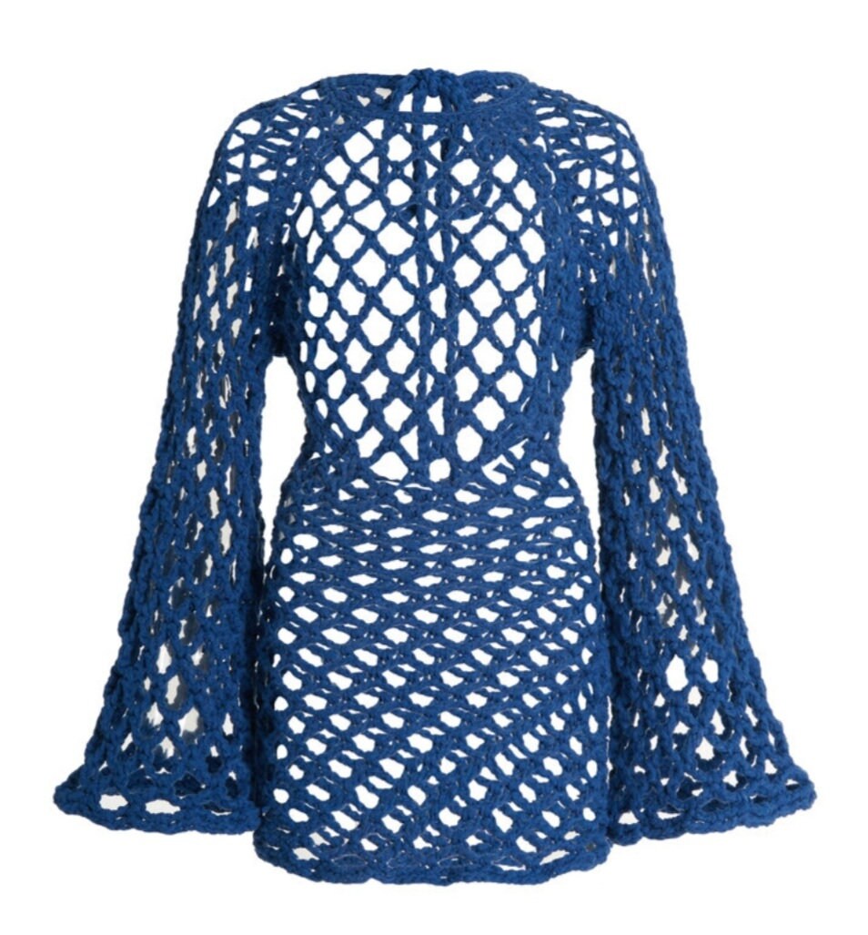 Crochet Fishnet Mini Open Back Dress. - Etsy