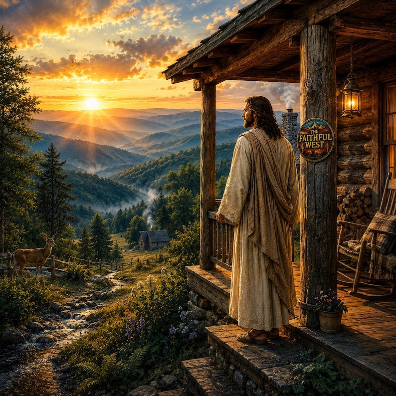 The Faithful West – Jesus by Alpine Lake | Christian Landscape Digital ...