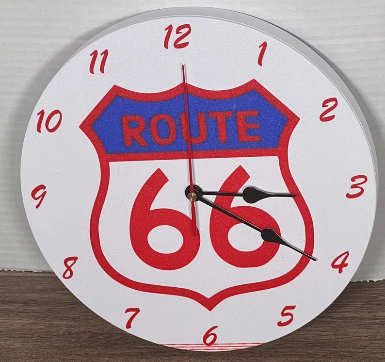 Route 66 Clock Red White and Blue - Etsy