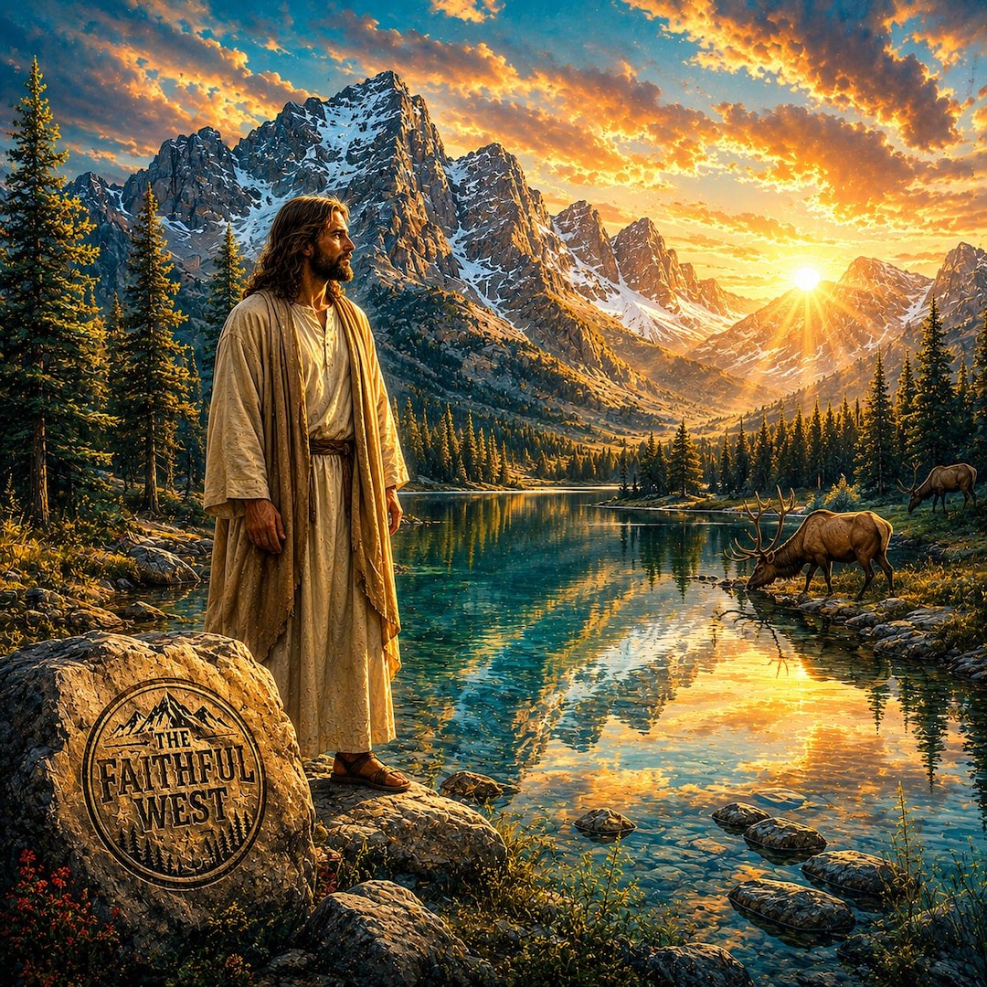 The Faithful West – Jesus by Alpine Lake | Christian Landscape Digital ...