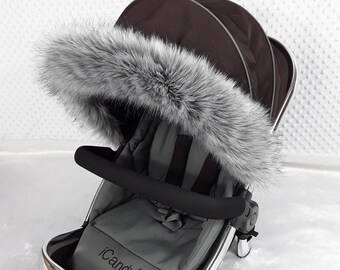 Grey Luxury Faux Fur Pram Hood Trim - Etsy