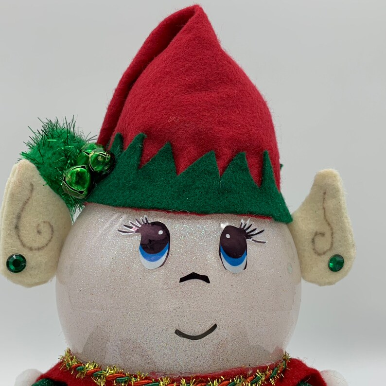 Christmas Girl Elf Glass Statue W/lights - Etsy