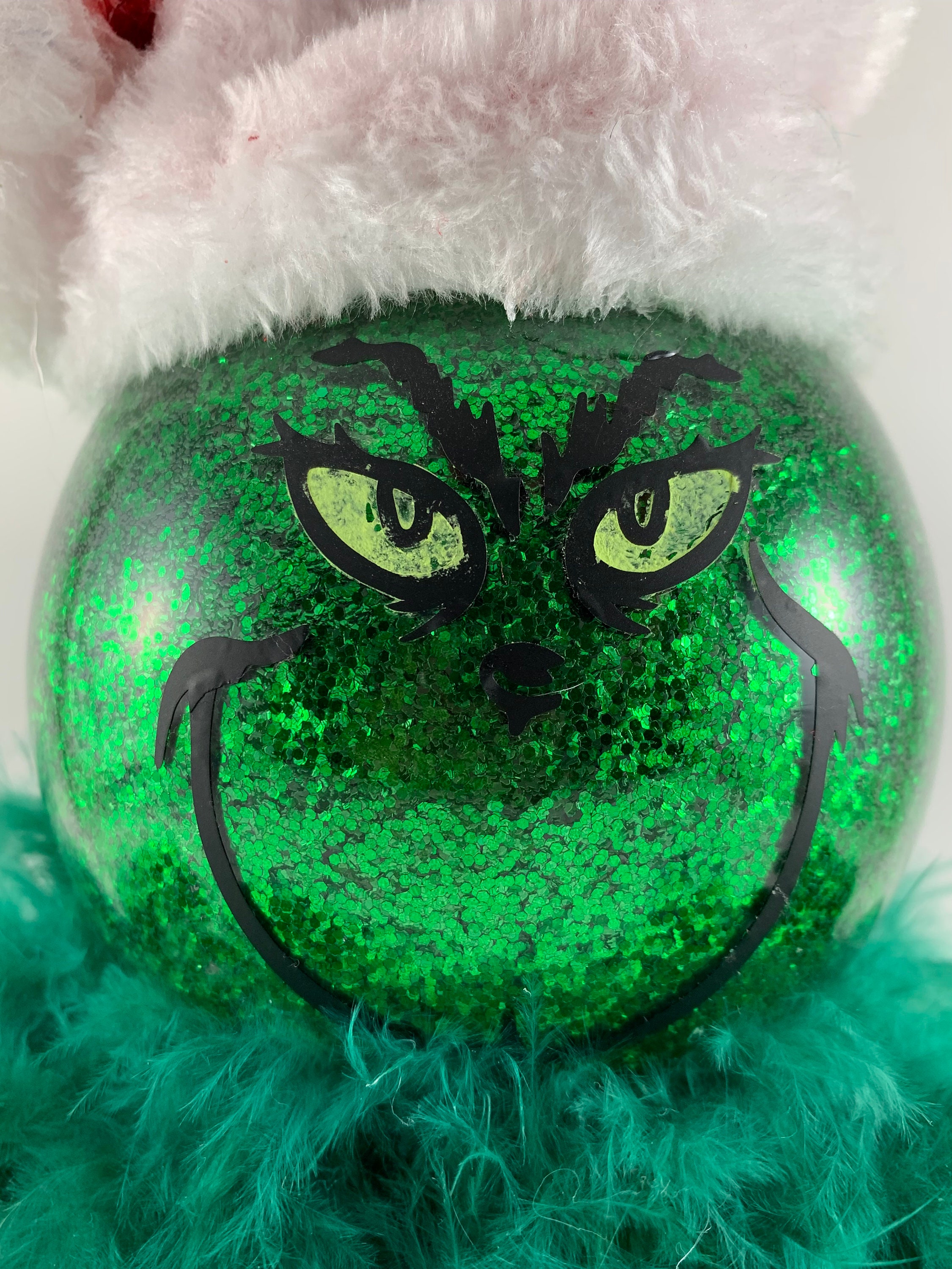 Christmas Grinch Glass Statue 12 Tall, Handcrafted Holiday Decoration ...