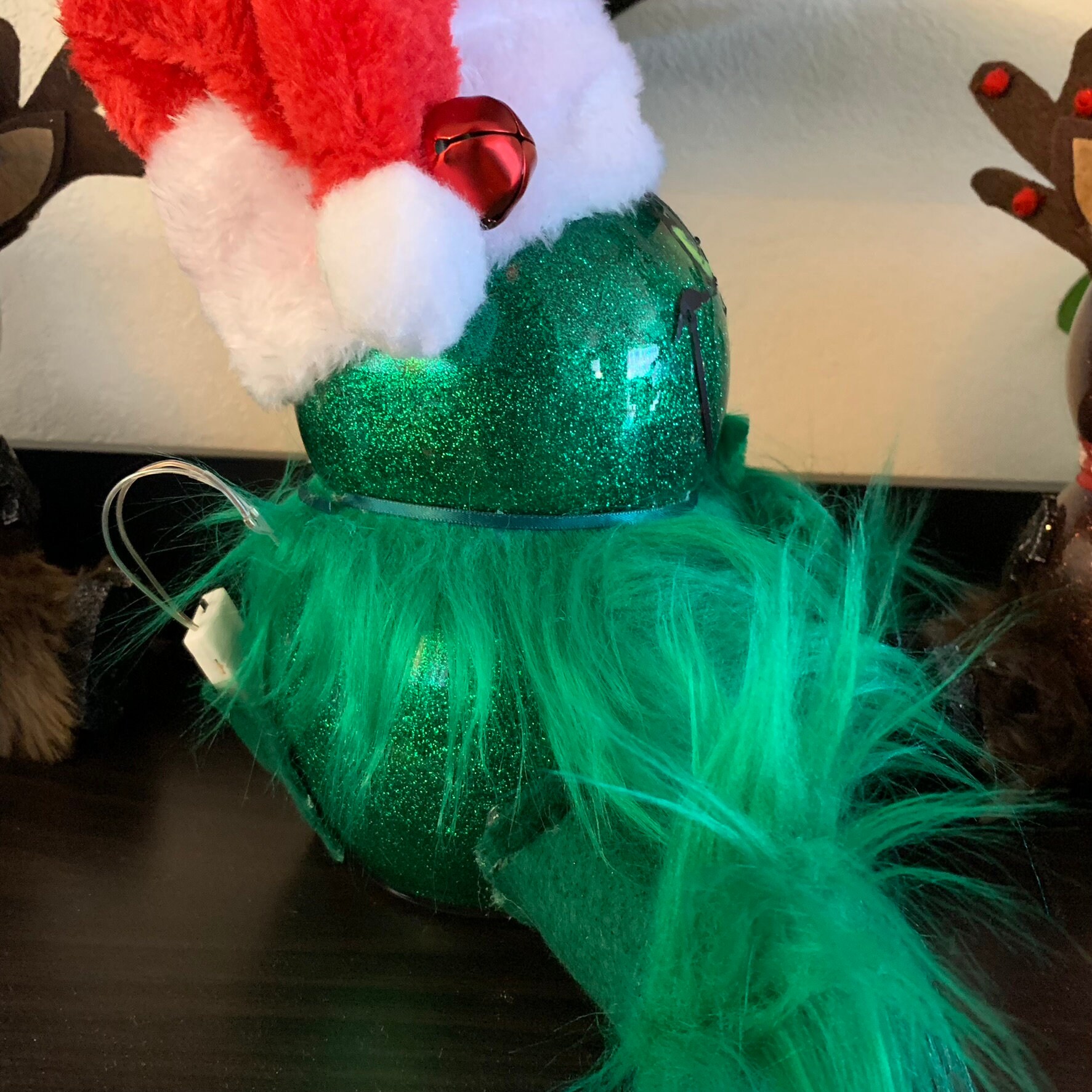 Christmas Grinch Glass Statue 12 Tall, Handcrafted Holiday Decoration ...