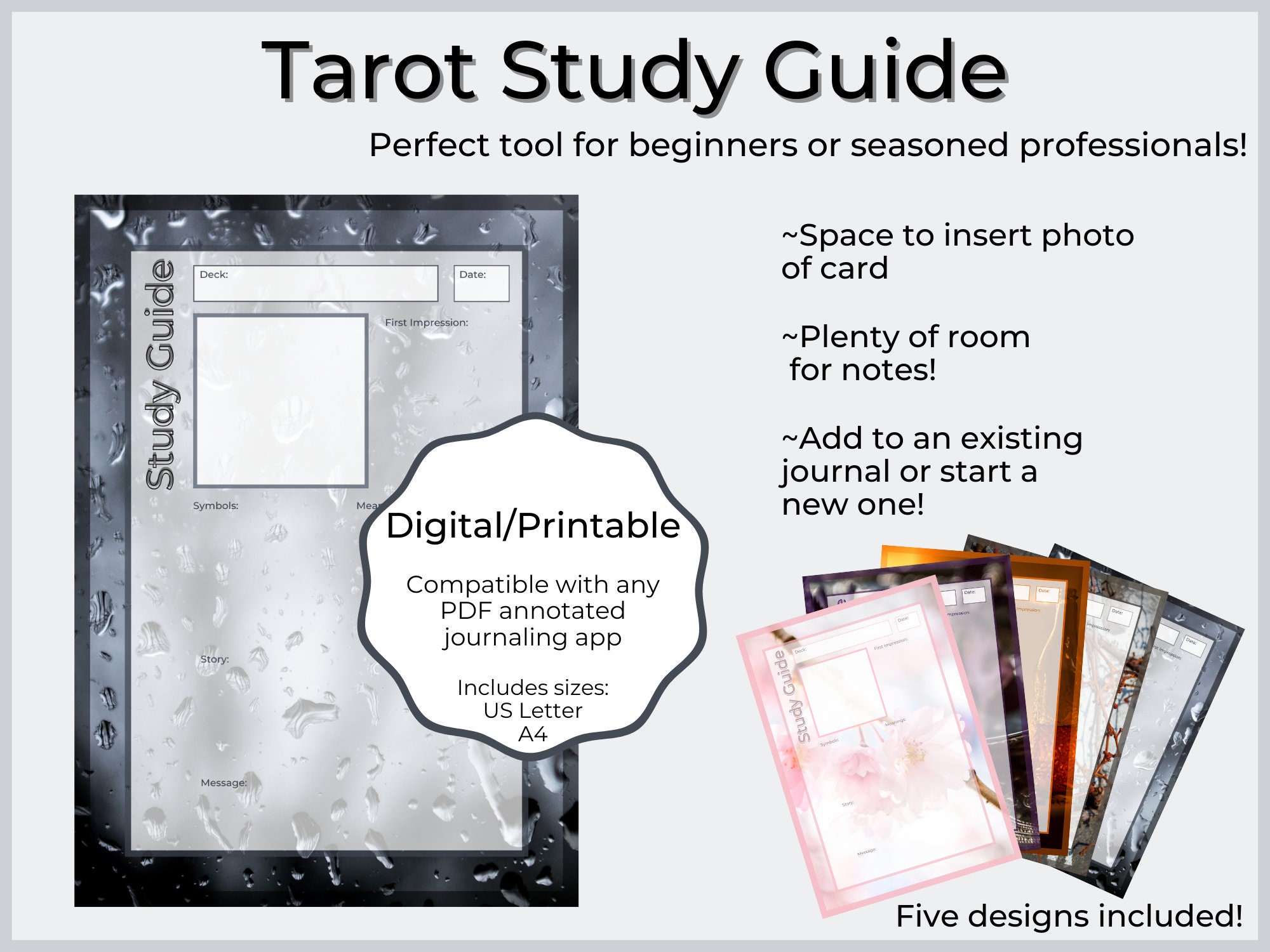 Tarot Study Guide Digital Printable Journal Insert Digital - Etsy