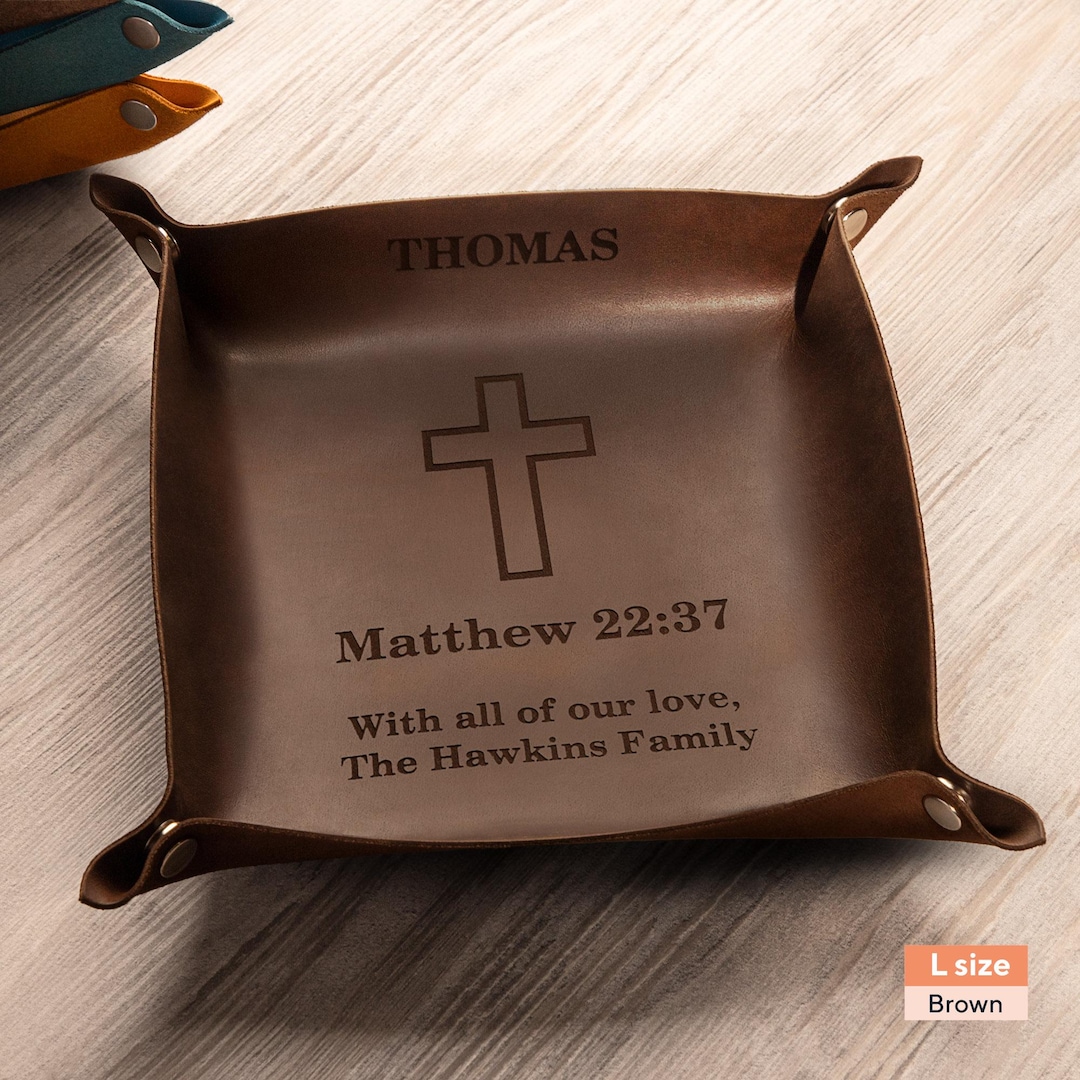 Personalized Confirmation Gift for Boy - Holy Name Embossed Leather ...