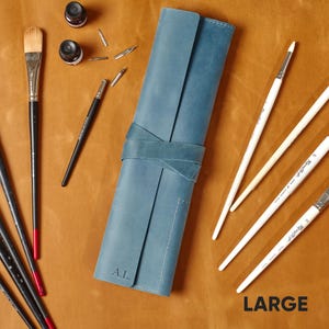 Artist Tool Roll Bag, Leather Brush Roll, Birthday Art Gift, Travel Art ...