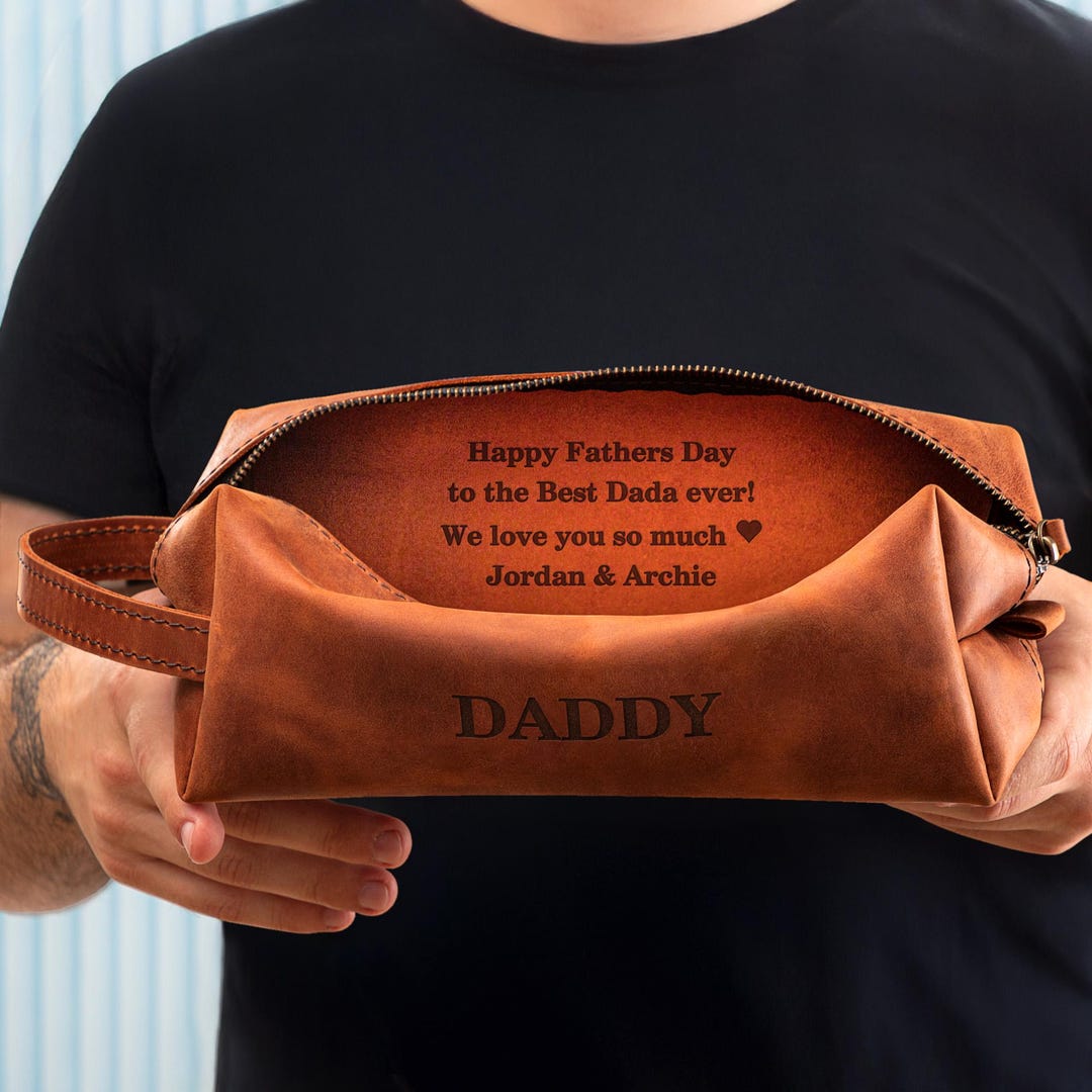 Personalized Leather Dopp Kit: Engraved Genuine Leather Hanging ...