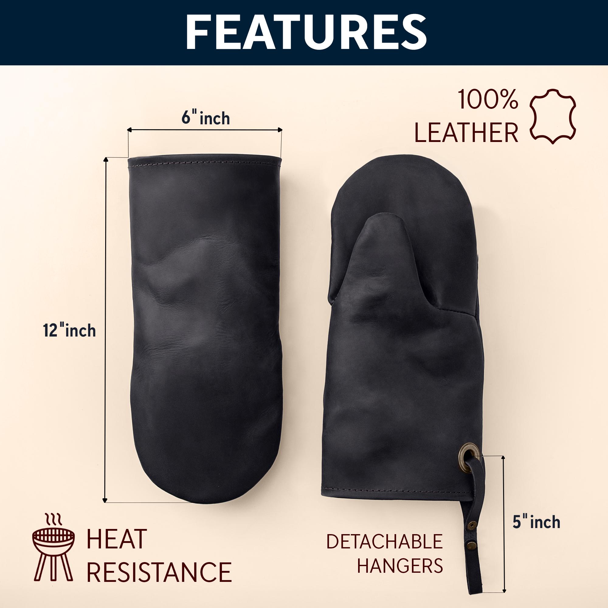 Premium Leather Grill Mitts – Custom BBQ Gloves for Grilling, Smoking ...