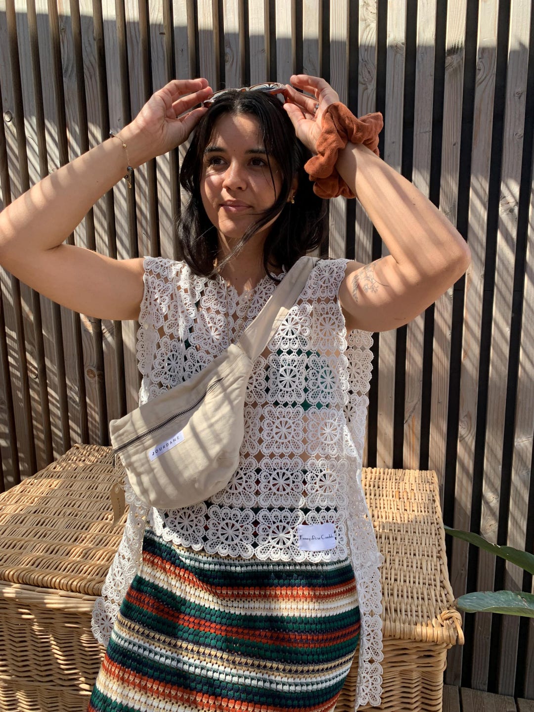 Upcycled Beige Cotton Fanny Pack - Etsy