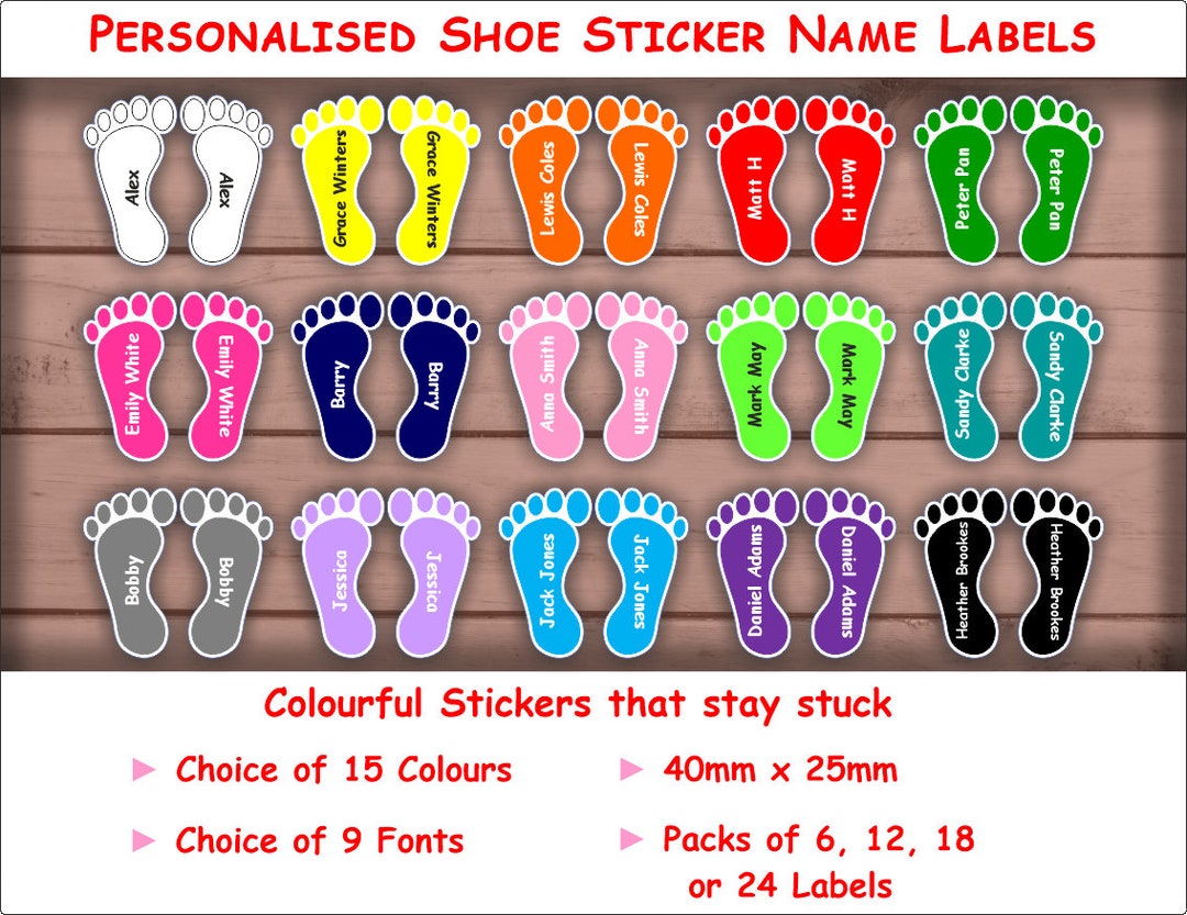 Waterproof and Personalised School Shoe Name Labels Stickers With Vinyl ...