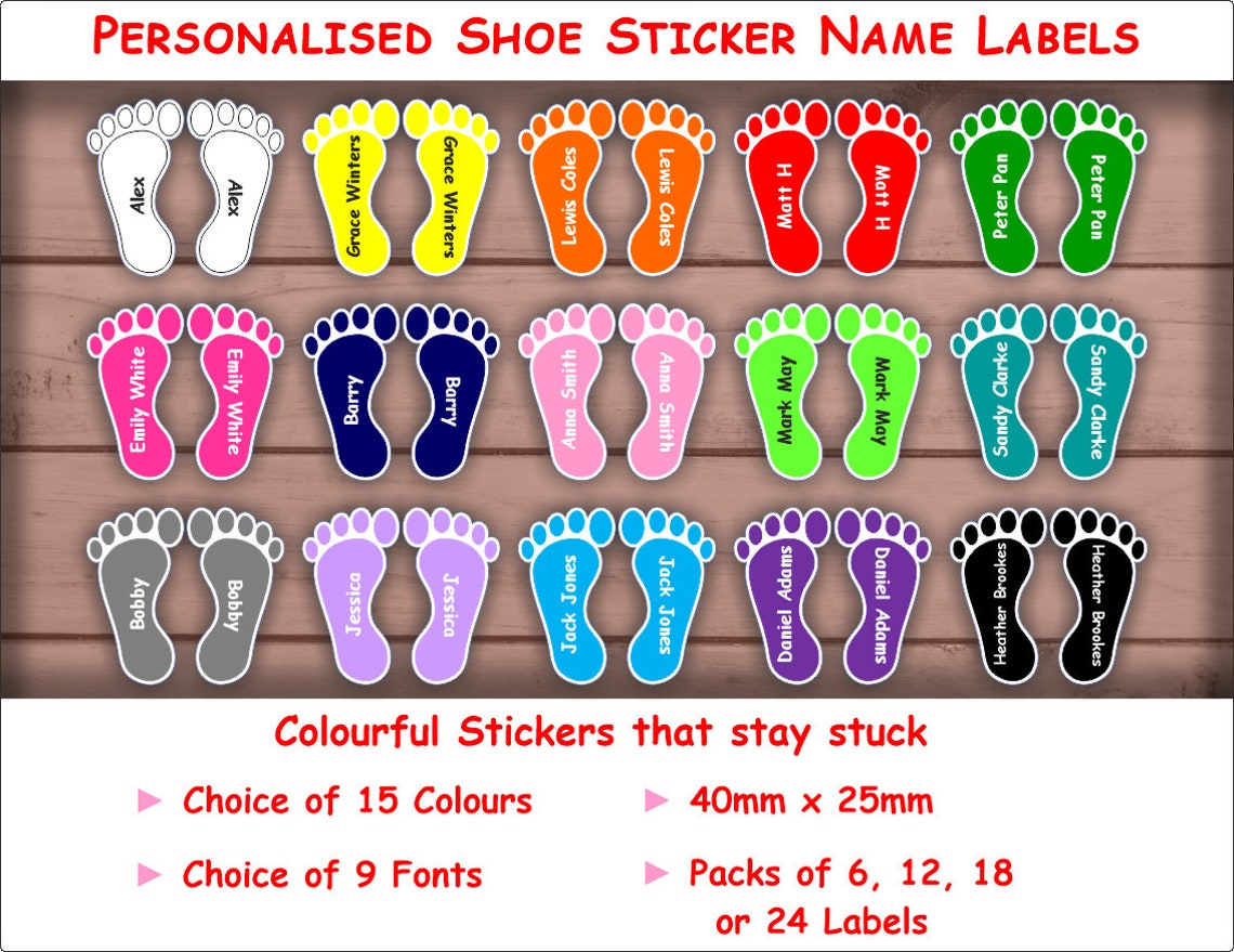 Waterproof and Personalised School Shoe Name Labels Stickers With Vinyl ...